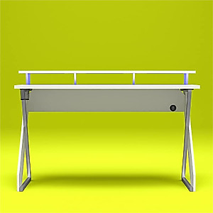 NTENSE Xtreme Riser, Ergonomic, Home Office, Work Table, Computer, Gaming Room Desk, Monitor Stand, Cup Holder, Headphone Hook, White