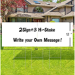 Blank Yard Signs with Stakes 17",White Corrugated Plastic Lawn Sign Double Sided for Garage Sale,Estate,Rent,Security,Address,Poster Board 17 x 12 In,DIY Custom House Outdoor Sign,5 Packs