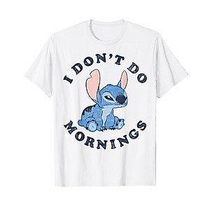 Disney Lilo & Stitch I Don't Do Mornings Distressed V2 T-Shirt