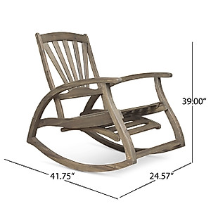 Christopher Knight Home Sunview Outdoor Acacia Wood Recliner Rocking Chairs (Set of 2), 24.75 "W x 41.75 "D x 38 "H, Gray