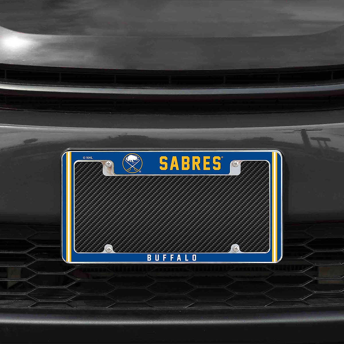 Rico Industries NHL Buffalo Sabres Classic 12" x 6" Chrome All Over Automotive License Plate Frame for Car/Truck/SUV
