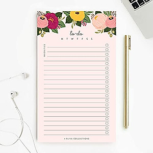 Bliss Collections To Do List Notepad, Pink Floral, Magnetic Weekly and Daily Planner for Organizing and Tracking Grocery Lists, Appointments, Reminders, Priorities and Notes, 4.5"x7.5" (50 Sheets)