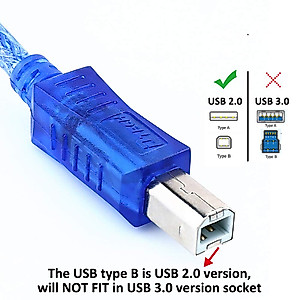 DTech 6ft Shielded USB Printer Cable 2.0 A Male to B Male Port Data Transfer Square End Wire (6 Feet, Dark Blue)