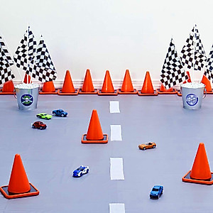 Novelty Place 12Pcs Checkered Flags Black and White Racing Stick Flags - 8"x5.5" - Decorations for Kids' Car theme Birthday, Race Car Party, Sport Events