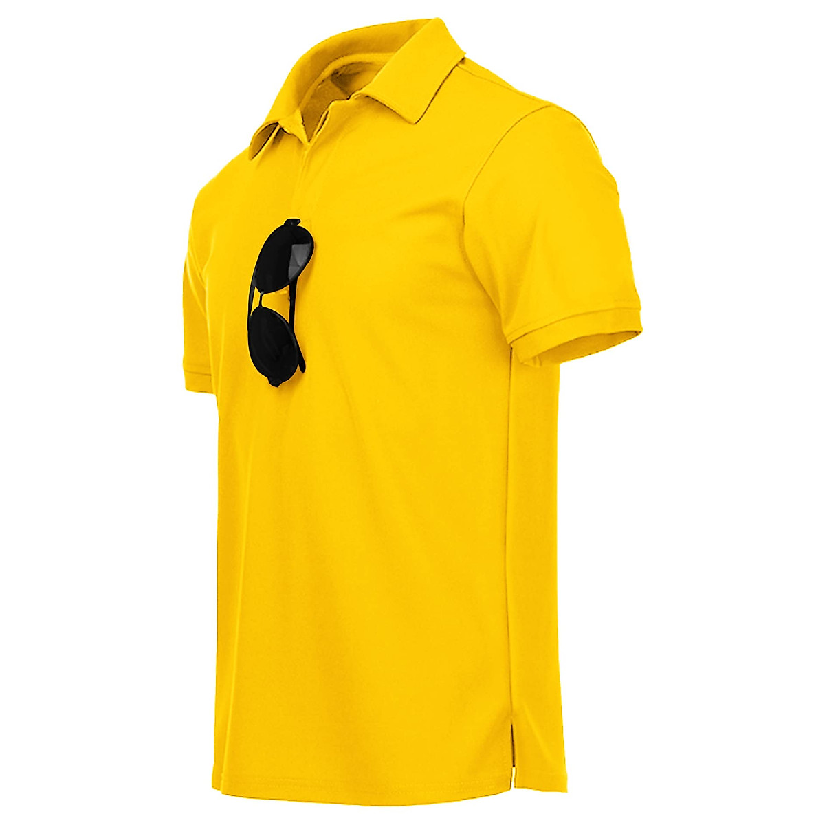 LLdress Yellow Polo Shirts for Men - Summer Casual Short Sleeve - Mens Collared Pullover Golf Shirts, M