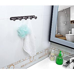 Estrend Stainless Steel Coat Rack with 5 Hooks, Gun Grey Towel Hooks, 12.8" - for Bathroom, Entryway, Living Room