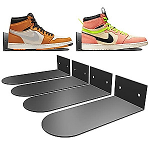 Floating Shoe Display Shelf 6 Packs Shoe Sneaker Display Shelf Wall Mounted Metal Round Edge Sneaker Rack Organizer Holder Sneaker Wall Hanger Sneaker Shelves Wall Mounted to Display Collectible Shoe