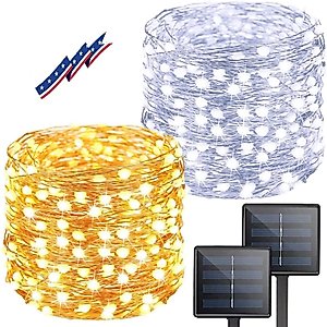 BHCLIGHT Purple Solar Halloween Lights,2-Pack Each 72FT 200 LED Solar String Lights with 8 Lighting Modes, Waterproof Solar Outdoor Halloween Decorations (Purple)
