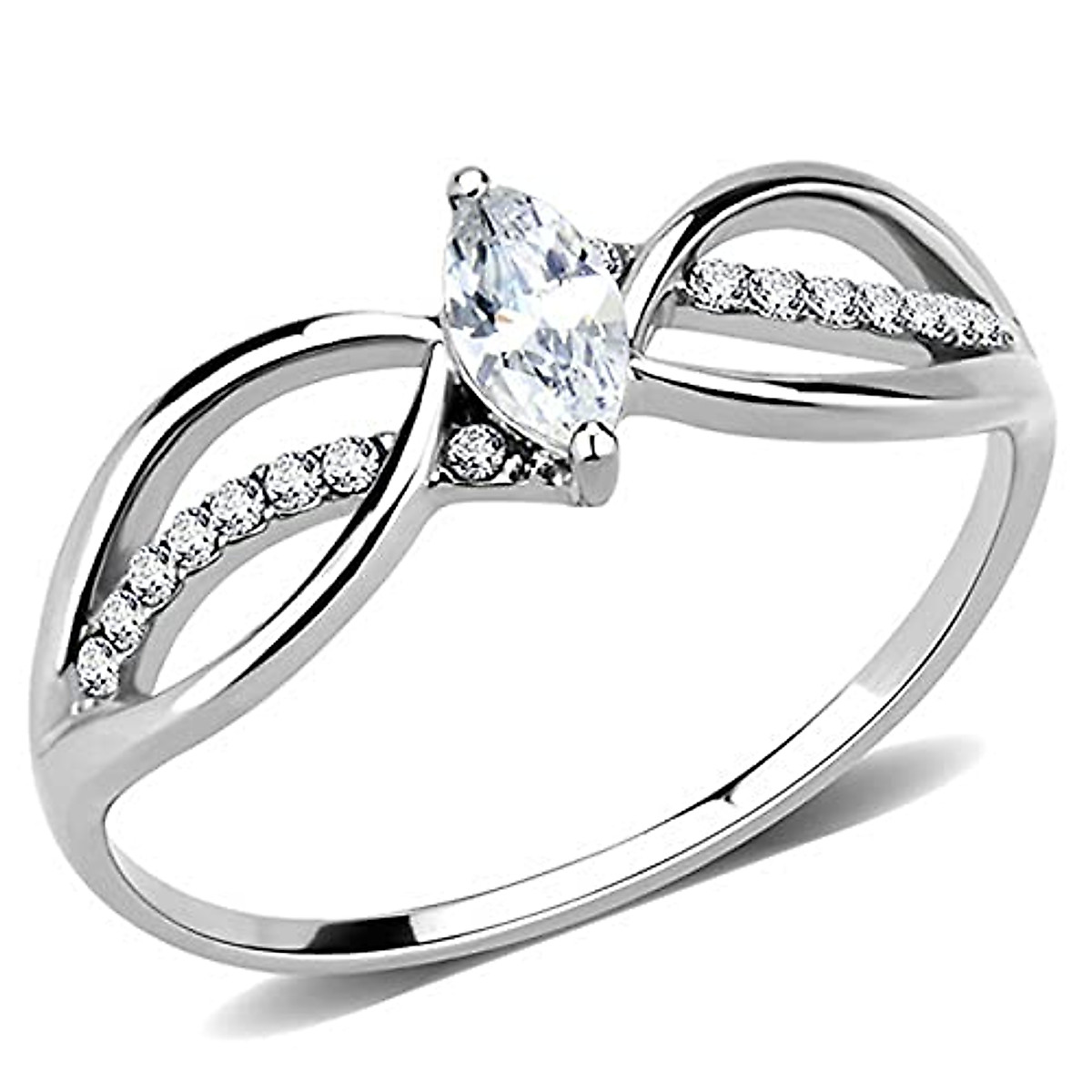 1 1/2 Ct Marquise Shape White Cubic Zirconia Infinity Wedding Engagement Ring In 14K White Gold Plated 925 Sterling Silver (1.50 Cttw) Ring Size - 5.5