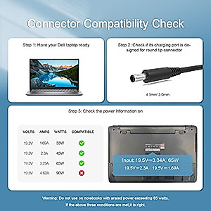 65W 45W Laptop Charger Fit for Dell Latitude 3420 3520 3320 Laptop AC Power Adapter Supply Cord