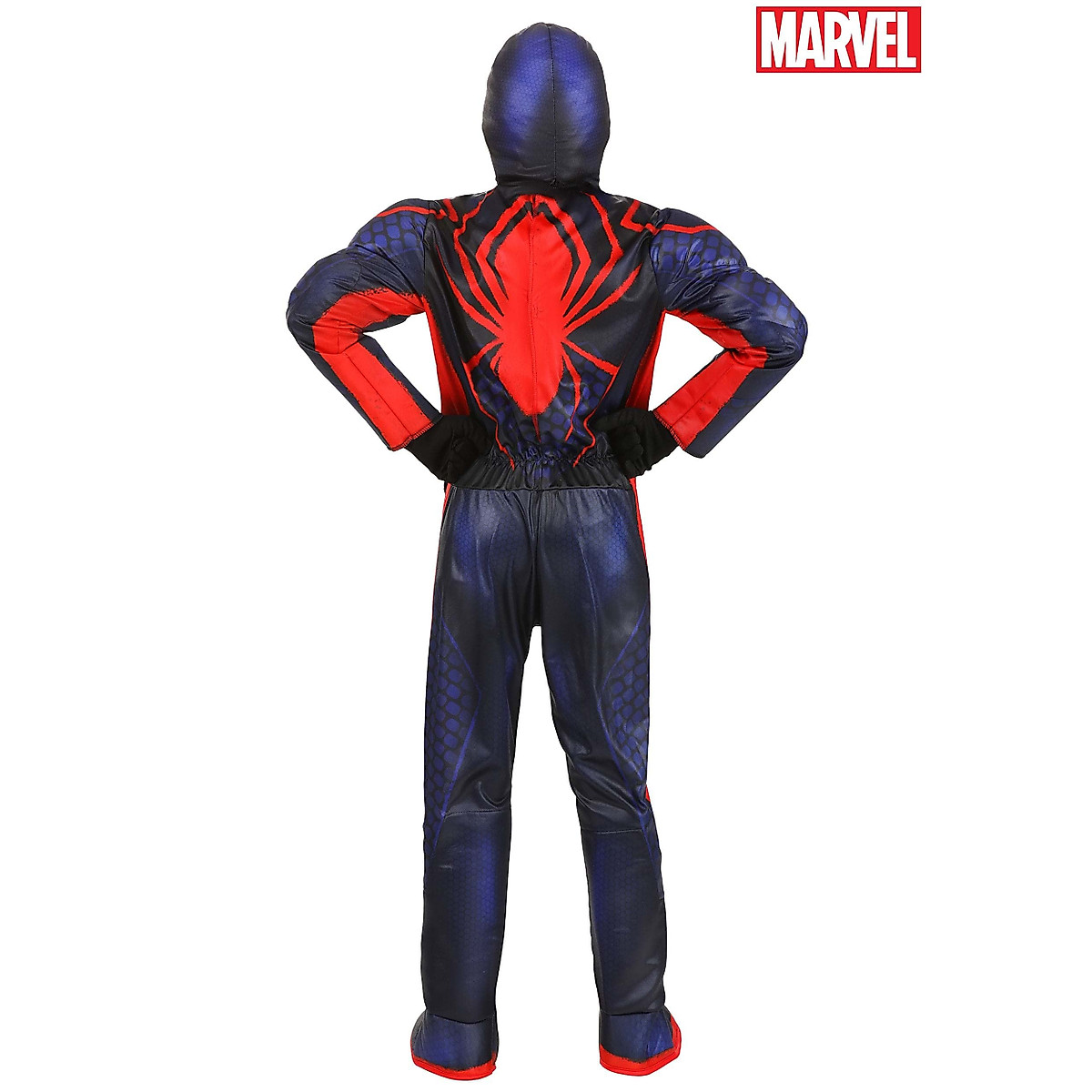 Marvel Integrated Spider-Man Official Youth Deluxe Zentai Costume - Stretch Spandex with Hidden Zippers and Wrist Slits (S) Blue