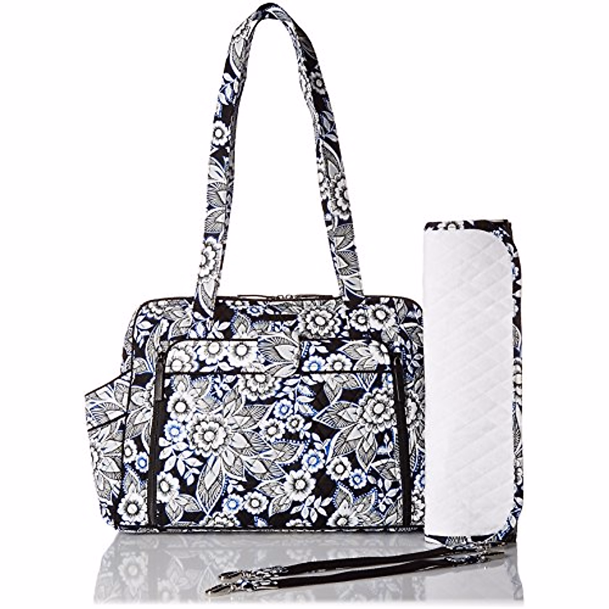 Vera Bradley Women's Cotton Stroll Around Baby Diaper Bag, Snow Lotus, One Size