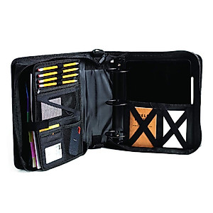 Gearilla Large 3 Ring Binder with Zipper - 3" Blacked Out, O-Ring, Ultra Rugged and Durable Handle, Tablet/Laptop Sleeve, with Tactical Carrying Handle and Shoulder Strap