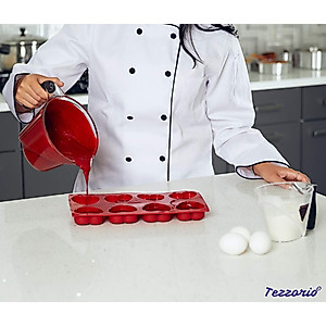 Tezzorio 8-Cavity Mini Heart Silicone Baking Mold, BPA Free, Non-Stick Baking Molds/Cake Pans