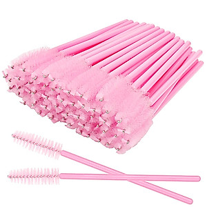 300 PCS Eyelash Extension Supplies Kit, Disposable Micro Swab Brush, Eyebrow Spoolie, Lip Brush, Mascara Wand Applicator (Pink Sets)