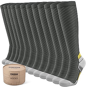 SONORAN 6 Pairs Compression Socks for Men & Women 20-30 mmHg Graduated Compression Socks Knee High Best Support for Running, Travel, Athletic L/XL（Gray Yellow）