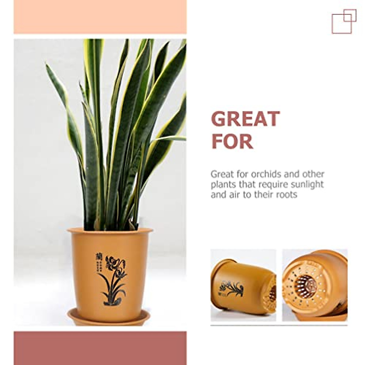 ERINGOGO Indoor Hanging Planters 2 Pack Orchid Pots with Saucer, 6 Inches Decorative Flower Pot with Drainage Holes, Plastic Bonsai Succulent Planter for Indoor Outdoor Plants Hanging Flower Pot