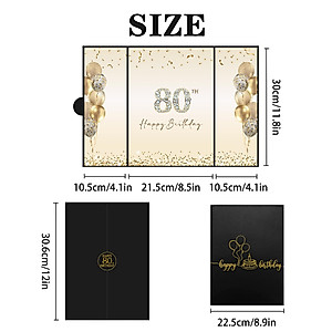 DARUNAXY Black Gold 80th Birthday Party Decorations, Happy 80th Birthday Alternative Signature Guest Book for Men Women Cheers to 80 Years Old Gifts 80 Birthday Signing Card Board Party Supplies