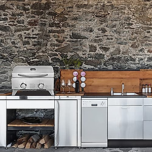 ROVSUN Extra Large 20,000 BTU Portable Gas Grill, 2 Burner Tabletop Propane Griddle with Foldable Legs, Regulator & Full Stainless Steel for Outdoor Picnic Camping Trip, Tailgating, Patio Garden BBQ Home Use