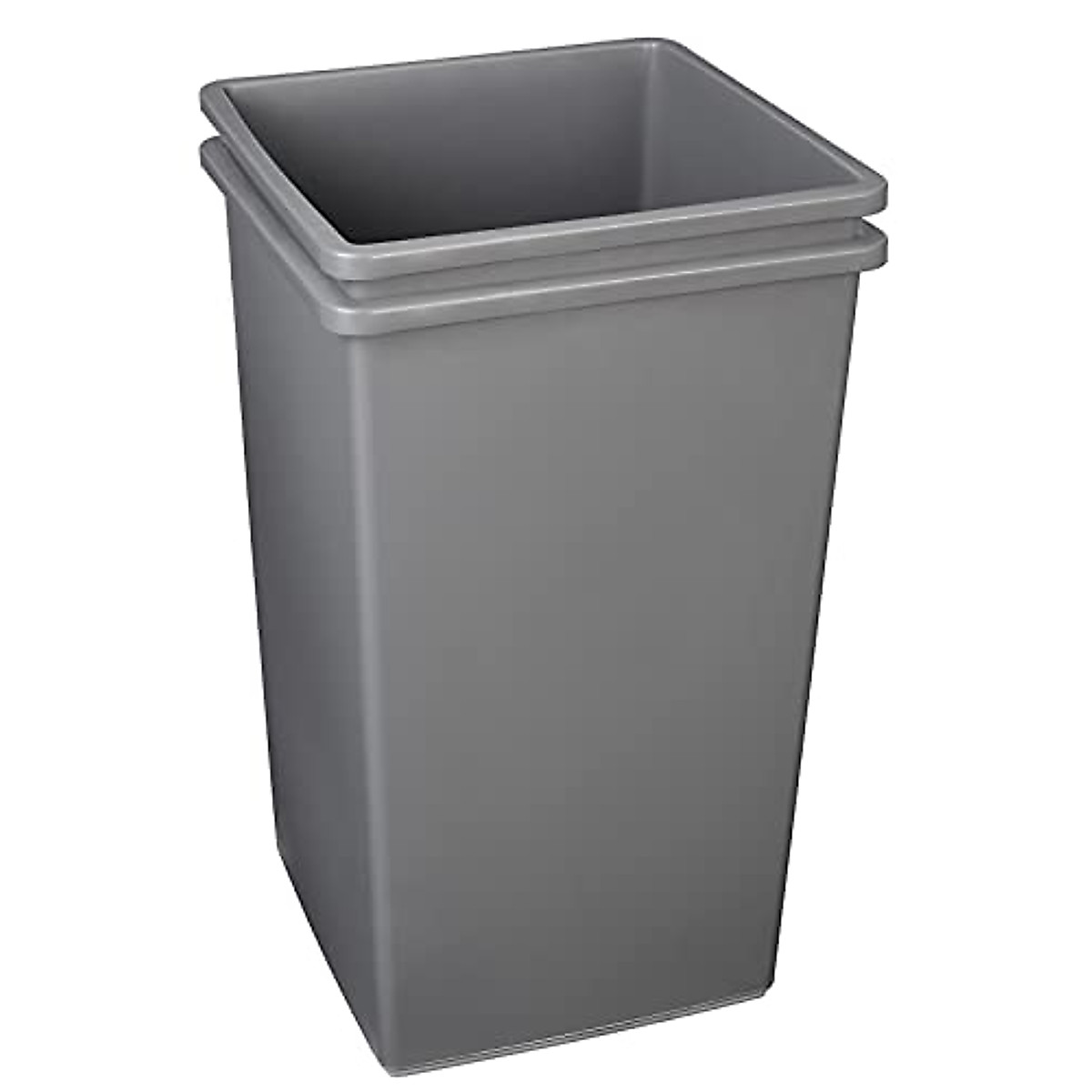 AmazonCommercial 25 Gallon Square Waste Container, Grey, 2-pack