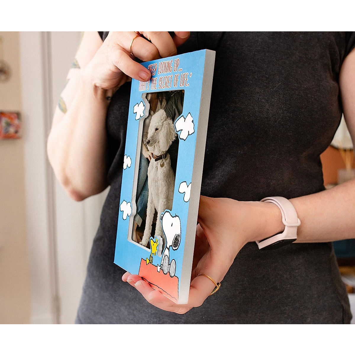 Silver Buffalo Peanuts Snoopy Woodstock Keep Looking Up Photo Picture Frame, Blue, 4 x 6 Inches