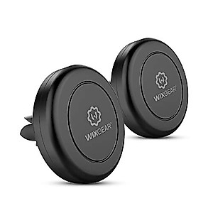 WixGear Magnetic Phone Holder for Car, [2 Pack] Universal Air Vent Magnetic Phone Mount for Car, Phone Mount for Car for Cell Phones and Mini Tablets with 4 Metal Plates