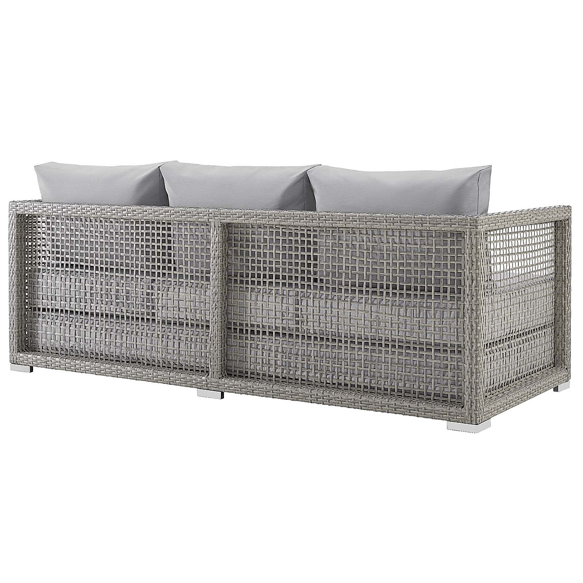 Modway Aura Wicker Rattan Outdoor Patio Sofa Couch in Gray Gray
