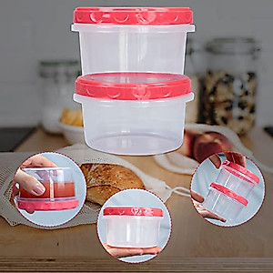 Jucaifu 8 Ounce reuseable small plastic freezer storage container jars with screw lid for food snacks lunch(8Pcs, Red)