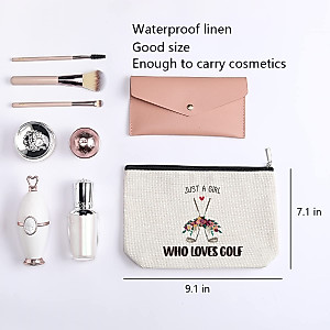 Golf Gifts Makeup Bag Golf Team Gifts for Golf Lover, Inspirational Gifts for Women Sports Enthusiasts Golfer, Friendship Birthday Gifts for Her Female Friend - Just a Girl Who Loves Golf