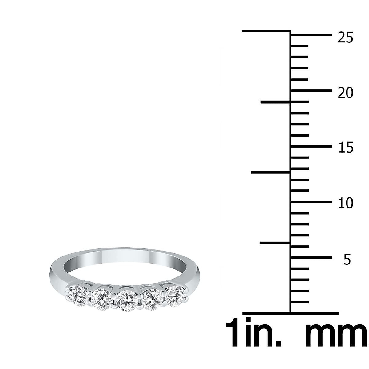 AGS Certified 1/2 Carat TW Five Stone Diamond Wedding Band in 10K White Gold