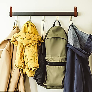 Abeillo 4 Pcs Medium Leather Wall Hooks, Artificial Leather Straps Hanger Wall Mounted Towel Hook Hanging Strap Holder for Bathroom Kitchen Bedroom Nordic Boho Decor (Brown)