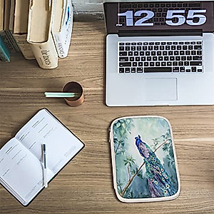 Peacock Pencil Case Holder, Tropical Peacock Tree Branch Zipper Pencil Pouch Multi-Purpose Cosmetic Makeup Brush Bag Stationery Box Passport Organizer Bag