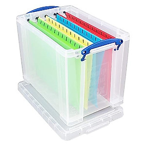 Really Useful Box 19 Liter Plastic Stackable Storage Container w/Snap Lid & Built-In Clip Lock Handles for Home & Office Organization, Clear (2 Pack)