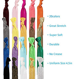 79STYLE 100Pcs No Crease Hair Ties For Women Fabric Hair Ties Cloth Ribbon Hair Scrunchies Knotted Ponytail Holders. Yoga Twist Flat Hair Bands Bulk Elastic Hair Ties Bracelet Grils (Mutil-20Colors)