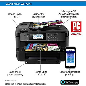 Epson WorkForce WF-7720 Wireless Wide-format Color Inkjet Printer with Copy, Scan, Fax, Wi-Fi Direct and Ethernet, Amazon Dash Replenishment Ready