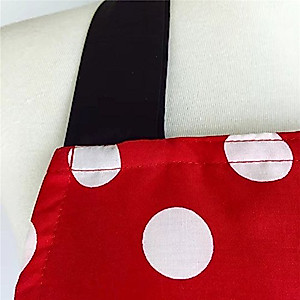 Hyzrz Lovely Retro Adjustable Red Polka Dot Aprons for Women Girls Cute Funny Apron Bowknot 2 Pockets