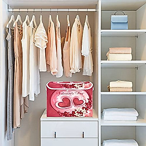 Storage Bins with Lids Foldable Storage Baskets Storage Cubes Collapsible Closet Organizer Containers with Cover Valentine's Day Card Romantic Flowers for Home Office Organizer Closet, Shelves, Toy, N