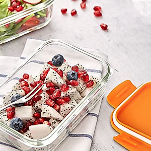 ZRRHOO 10 Pack Orange Food Storage Container Set, Glass Meal Prep Containers with Lids (Built in Vent), Airtight Bento Boxes for Microwave, Oven, Freezer and Dishwasher, BPA Free & Leak Proof