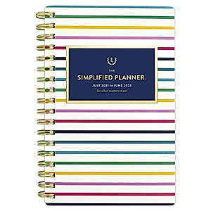 Academic Pocket Calendar 2021-2022, Simplified by Emily Ley for AT-A-GLANCE Weekly & Monthly Planner, 3-1/2" x 6", Pocket Size, for School, Teacher, Student, Thin Happy Stripe (EL60-300A)