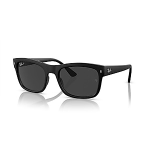 Ray-Ban RB4428 Square Sunglasses, Matte Black/Black Polarized, 56 mm