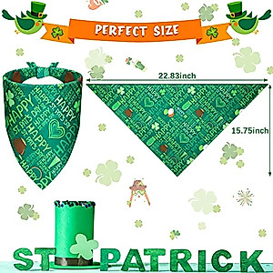 20 Pack St. Patrick's Day Dog Bandana Scarf Accessories Easter Spring Summer Holiday Dog Bandana Pet Triangle Scarf Soft Bib for Small Medium Large Girl Boy Dogs Pet Cat (Shamrock Patterns)