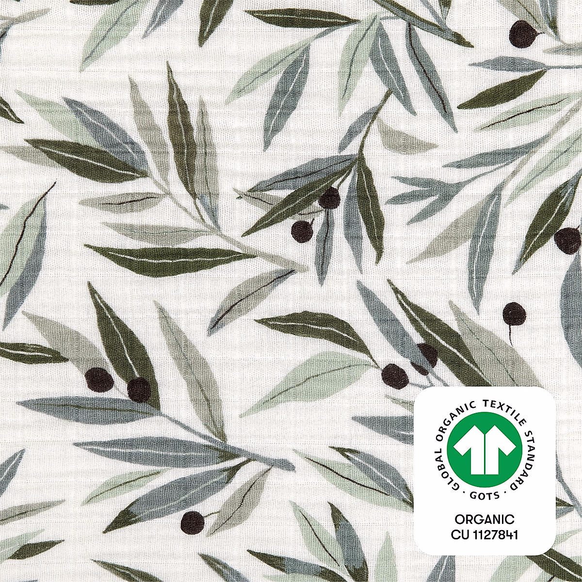 babyletto 100% Organic Cotton Quilt, GOTS-Certified, 3-Layers of Ultra-Soft and Breathable Muslin - Olive Branches
