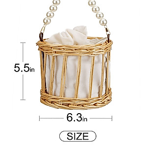Wicker Purse Handbag Round Crossbody Bag For Women Summer Beach Straw Phone Tote