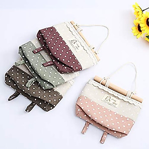 DOITOOL 4Pcs Cotton Linen Hanging Storage Basket Organizer, Washable Over The Door Hanging Storage Bag with Woven Cotton Rope Handle, Waterproof Fabric Hanging Pocket for Organizing, Free