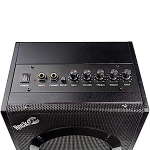 RockJam 20 Watt Electric Guitar Amplifier with Headphone Input, Three-Band EQ, Overdrive & Gain Power (RJ20WAR2)
