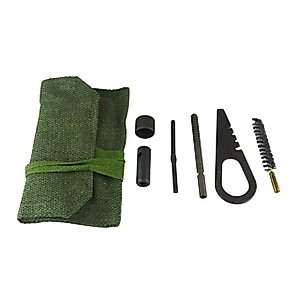 Mosin Nagant Cleaning Kit and Tools, Regular Green Pouch Hold The 6PC Set Including Brush, Jag, Cleaning Rod Attachment,Rod go Through Cap, etc.