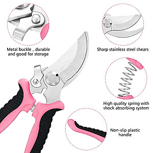 BUDDE Bonsai Tree Kit Tools Set Succulent 21 PCS Garden Hand Tool Include Pruning Shears, Carbon Steel Scissors, Perfect Starter Gardening Trimming Tools(pink), (A2ZJYYPJGJpink)