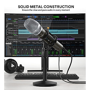 MAONO XLR Podcast Microphone, Professional Cardioid Studio Mic for Podcasting, Recording, Streaming, Vocals, Voice Over, Music, ASMR(PM500 & HD300T Gray)