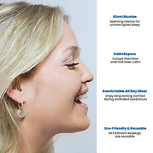 EARasers Noise Cancelling Earplugs - Reusable Soft Silicone Noise Reduction Peace And Quiet Ear plugs For Concerts, Musicians, Djs, Drummers, Motorcycles, Dentists, Work – 36dB Peak Reduction (Medium)