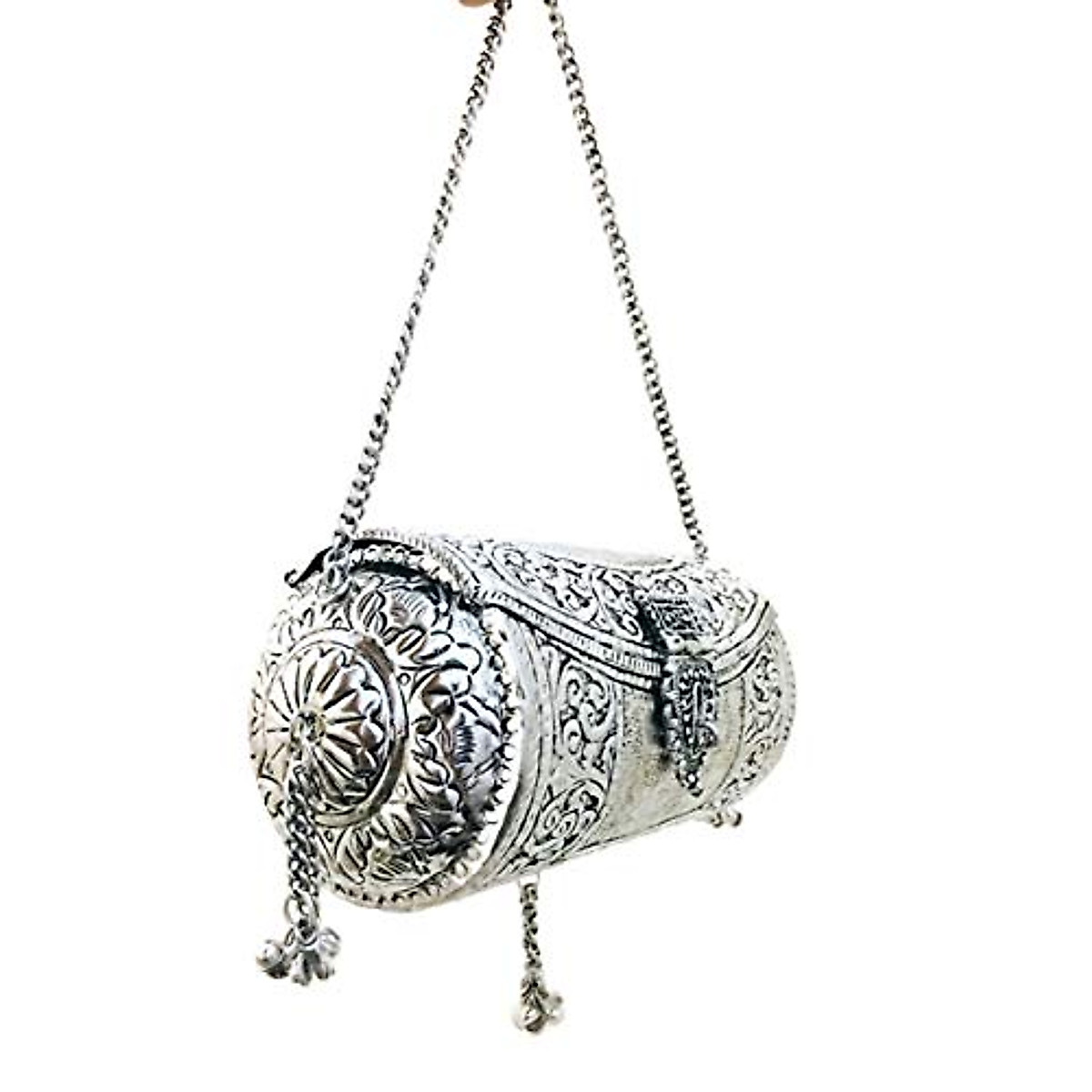 Women Silver Handmade Ethnic gift Brass Metal bag antique bridal clutch